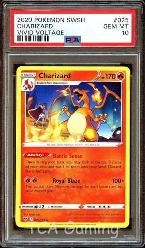 PSA 10 GEM MINT Charizard 025/185 Vivid Voltage RARE Pokemon Card | eBay