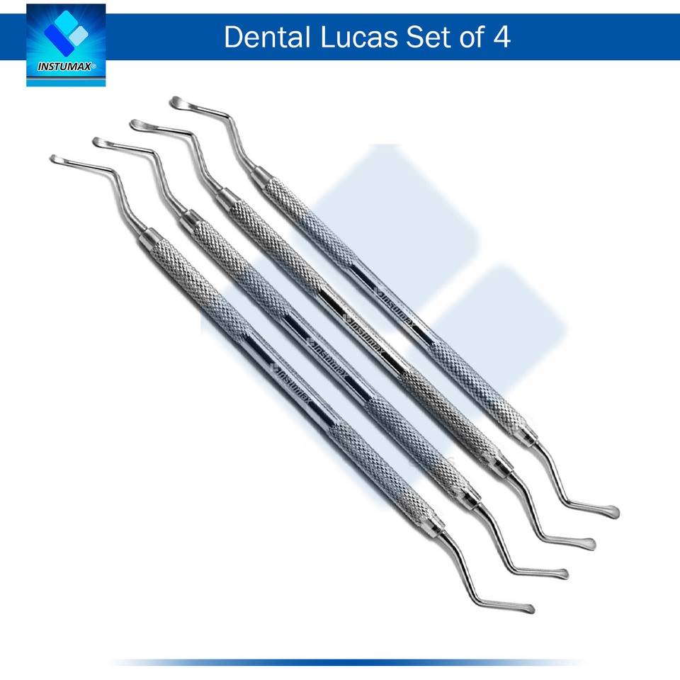 Dental Lucas Bone Curette Set of 4 Blue Surgical Laboratory Instruments ...