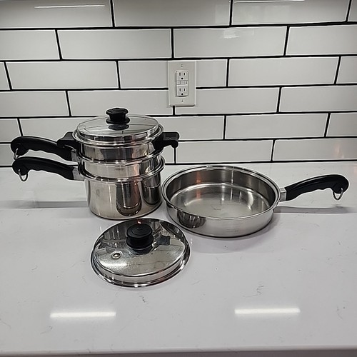 6 Piece SaladMaster W/ Frying Pan Skillet, Pot And With Steamer ...