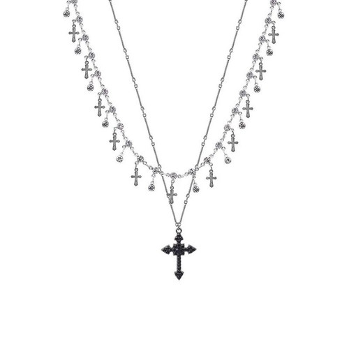 Stylish Double Layer Necklace Featuring Geometric Cross Motif for ...