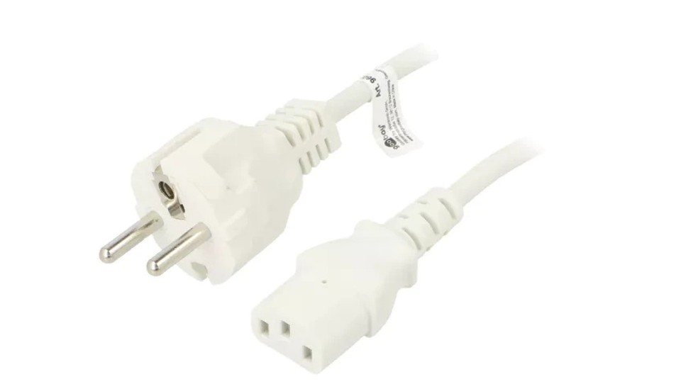SN316-3/07/1.5WH Kabel CEE 7/7 (E/F) wtyk, IEC C13 żeński PVC 1,5m ...