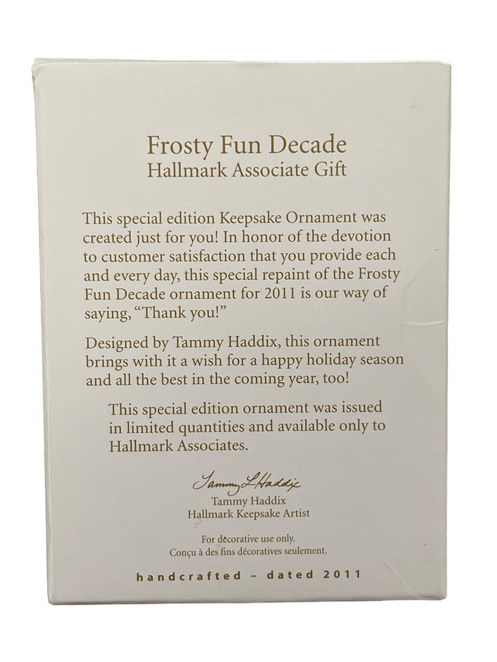Hallmark 2011 Frosty Fun Decade Special Ed Snowman Red Scarf Associate ...