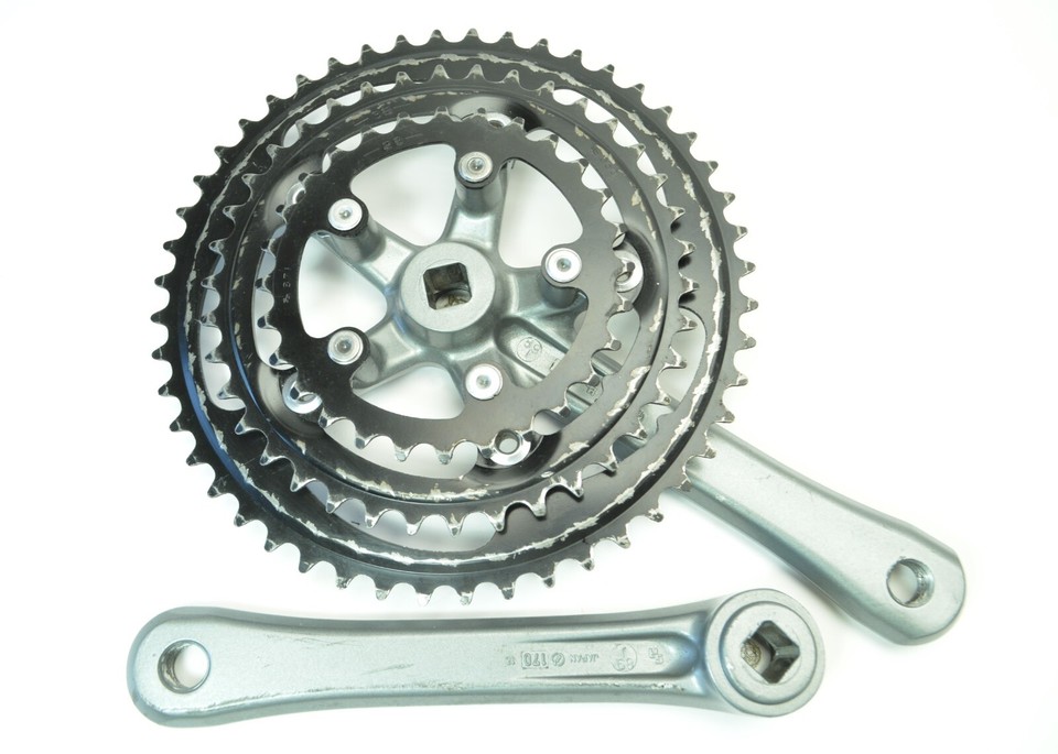 VINTAGE SR SAKAE XCT BICYCLE 170 MM 48/38/28 TOOTH JIS RIVETED CRANKSET ...