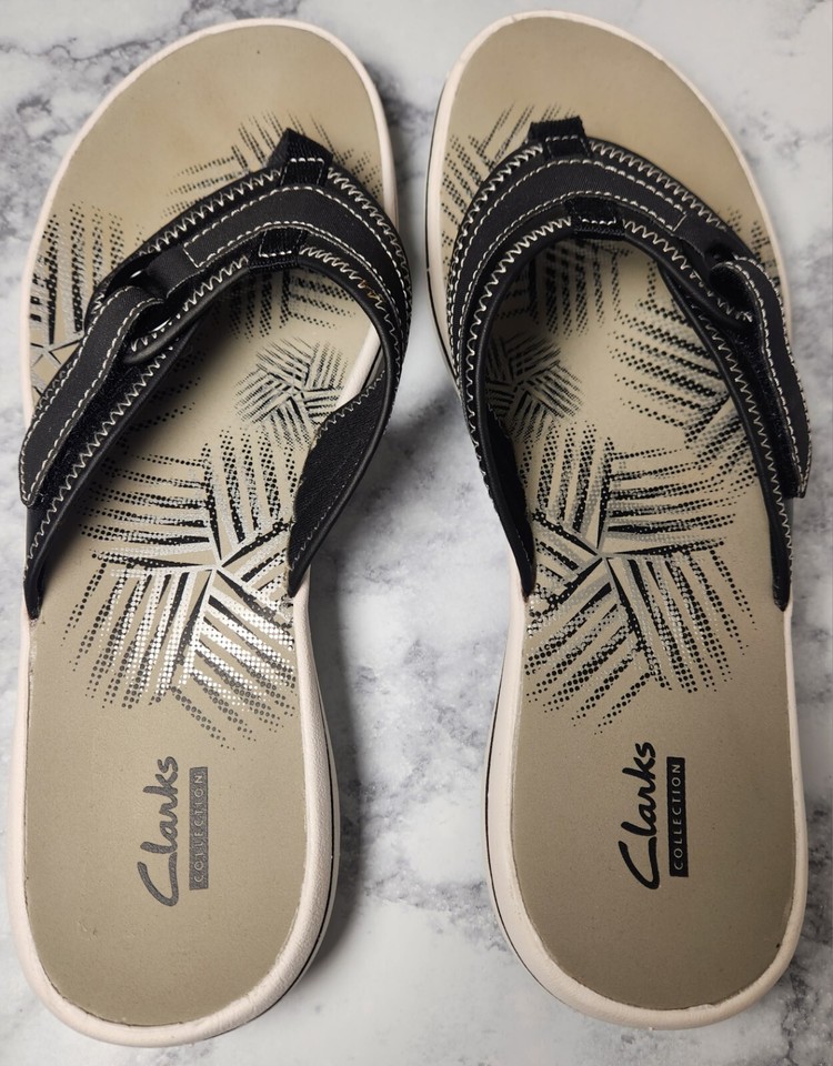 Clark’s Collection Black Flip Flops Sandals Women's Size 9 | eBay