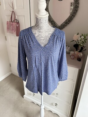 Fat Face Blue Star 3/4 Length Sleeve Top Size 8 | eBay UK