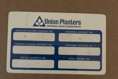 Union Planters National Bank account savings checking ID card defunct ...