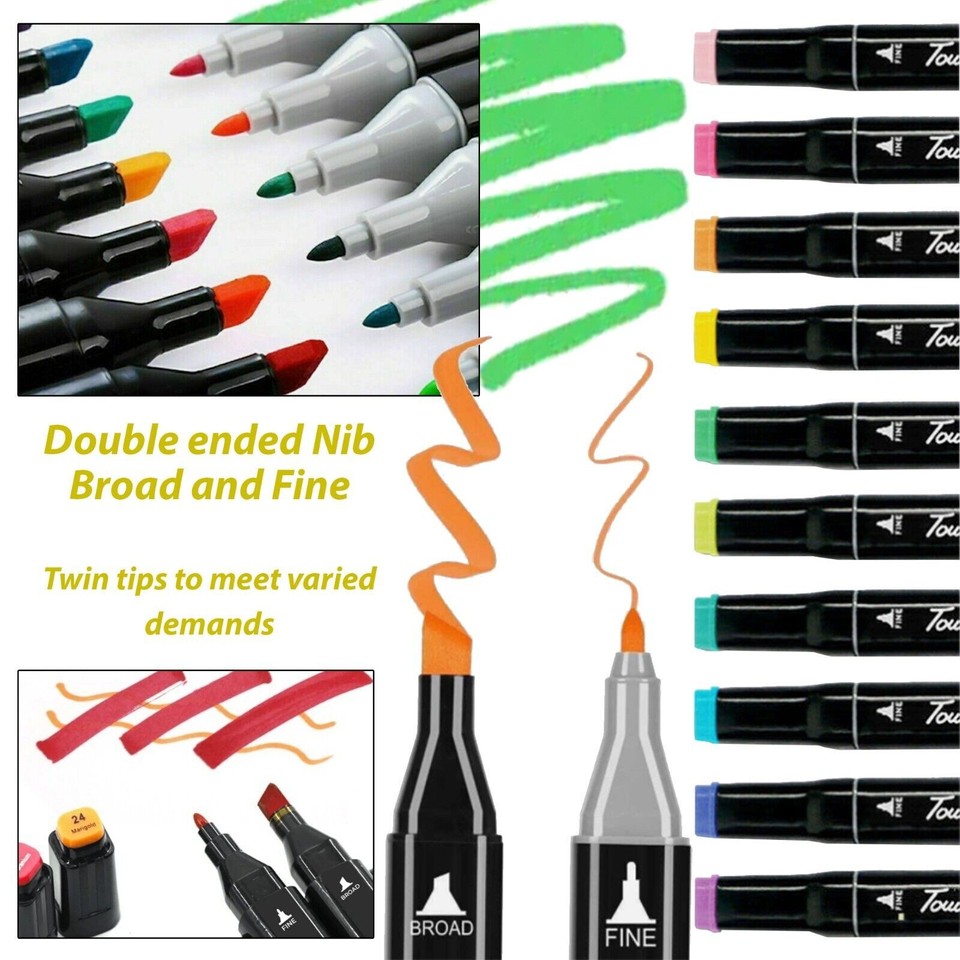 Colouring Pens Art Set 168pc Dual Tip Marker Felt Tip Pen Fine Broad ...