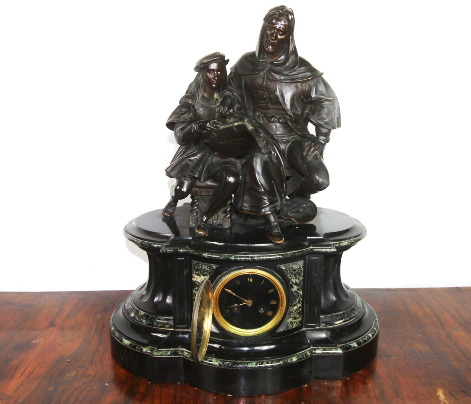 FRENCH 19THC BRONZE MARBLE CASED MANTEL XLARGE CLOCK BY MIROY FRERES ...