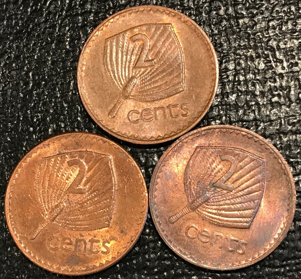 3-HIGH GRADE 1977/1985/1990 FIJI 2 CENTS COINS-SEP633 | eBay