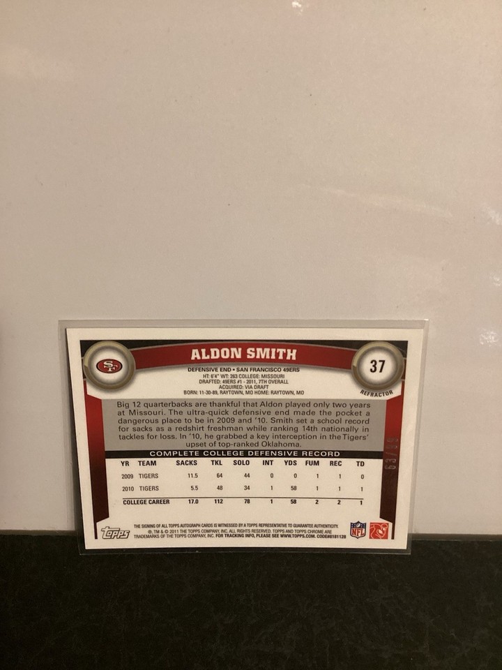 2011 Topps Chrome Aldon Smith #37 Refractor Rookie Autographs /99 (AU ...