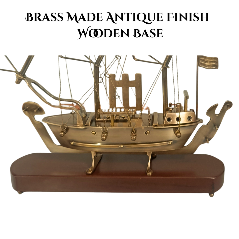 Brass Ship Model | 18" Tall Nautical Decor | Vintage Sailing Boat ...