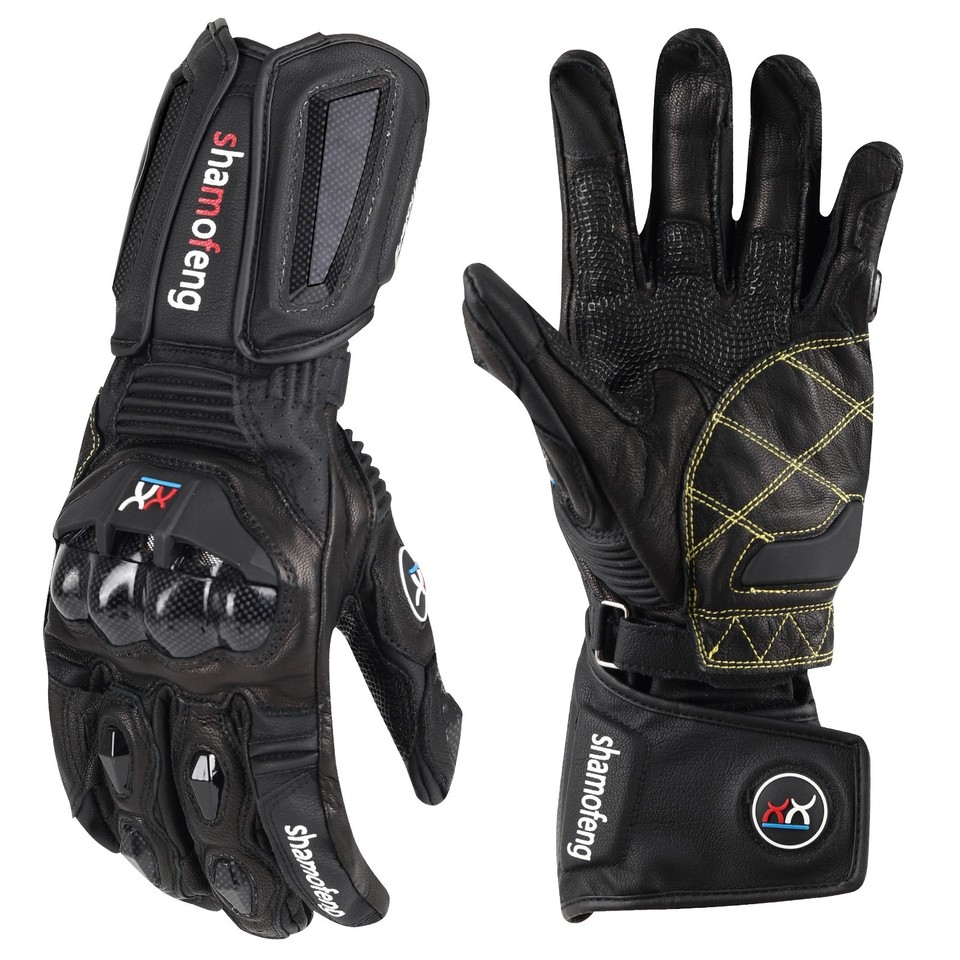 Unisex Leather Motorcycle Gauntlets Full Finger Knuckle Protection ...