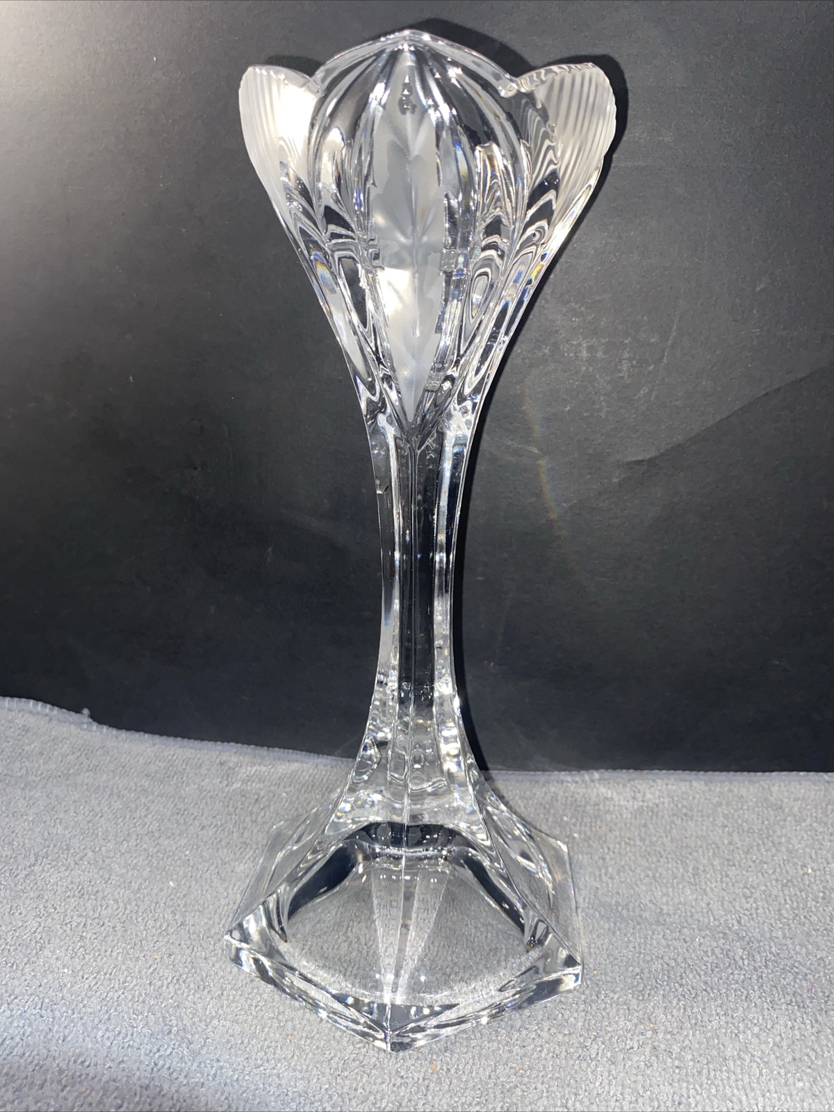 BEYER GERMANY Frosted Lead Crystal Novelette Candlestick Tulip Candle ...