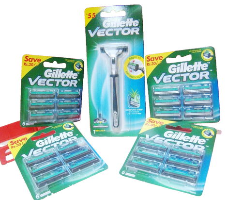 Gillette Vector Razor 1 Razor & 25 Cartridges Blades Fits Atra Plus ...