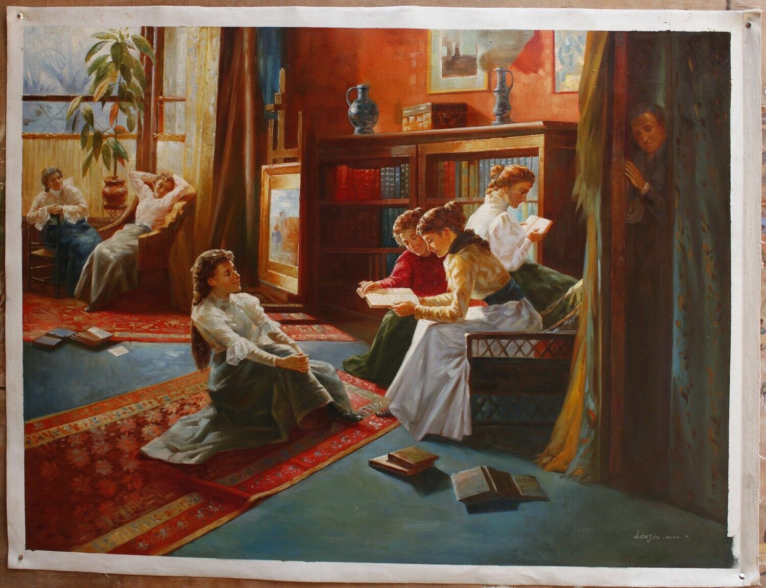 scene de vie tableau peinture huile sur toile / painting on canvas | eBay