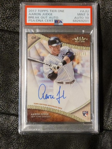 2017 Topps Tier One Aaron Judge Break Out AUTO #AJU /140 RC PSA 9, Auto ...