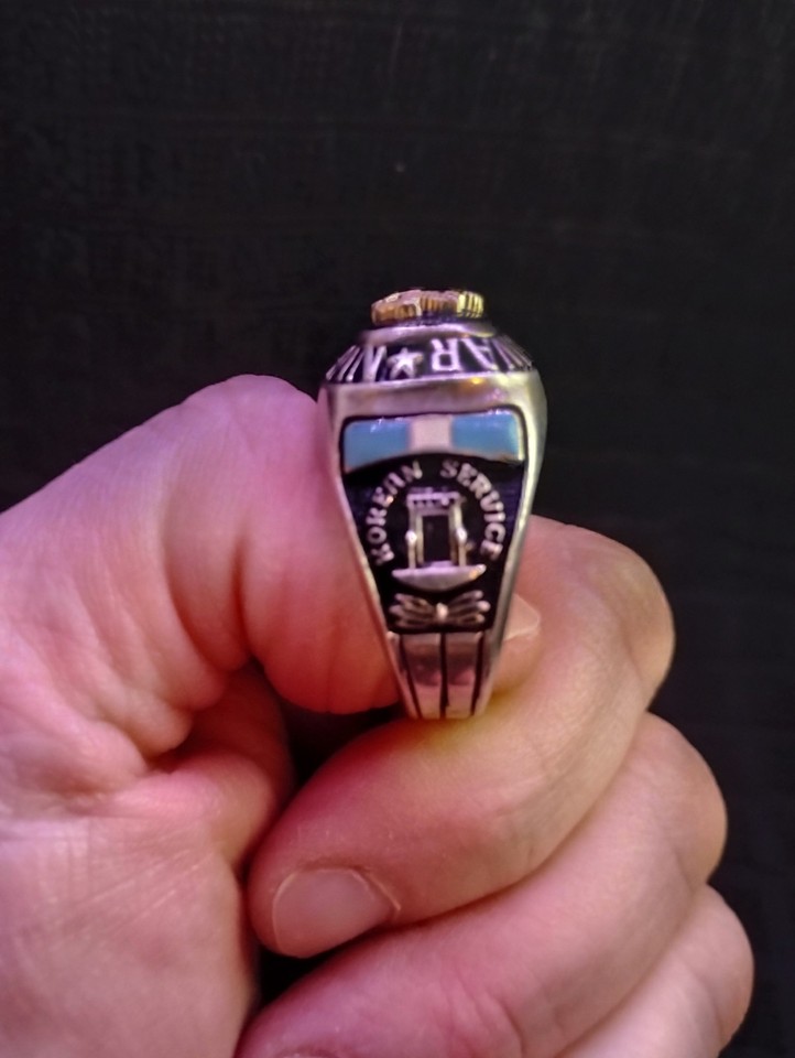 Korean War Veteran..Signal Corps .Korean Service Ring..Sterling Silver ...