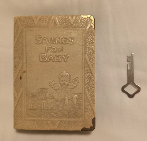 Vintage Coin Book Bank Safe "Savings for Baby" "The First Step" Zell ...