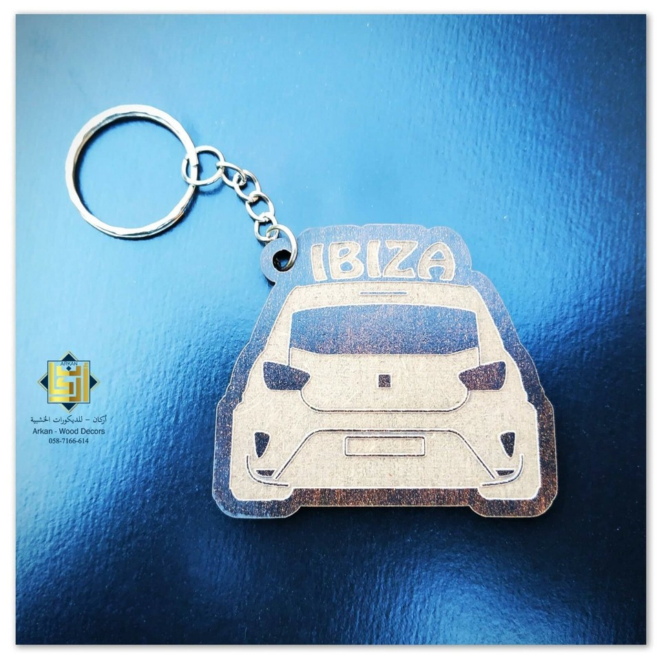 Car Wood keychain Ring Seat Ibiza MK5 MK6 MK7 FR Cupra Back view Key ...