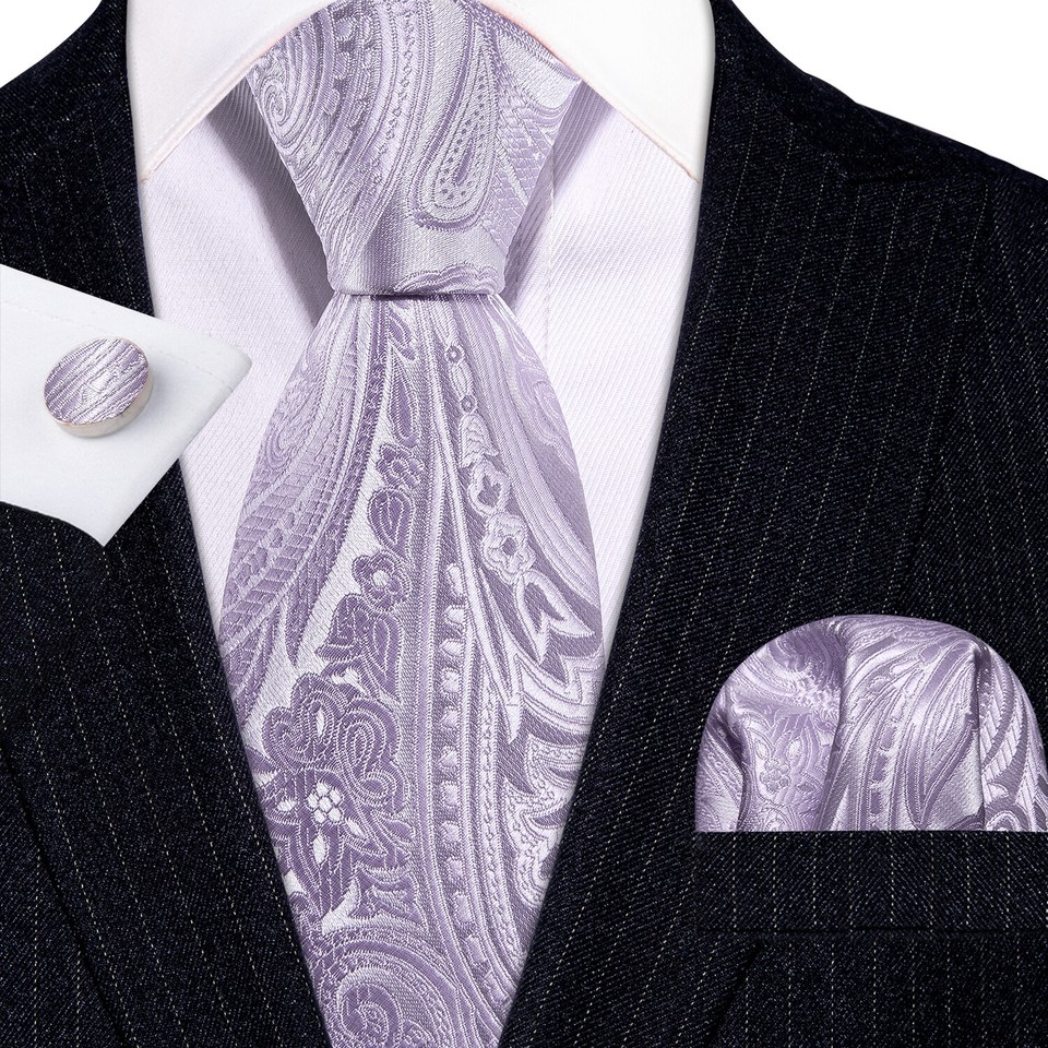 Wedding Formal Mens Tie Suit Wear Office Work Necktie Hankie Cufflinks ...