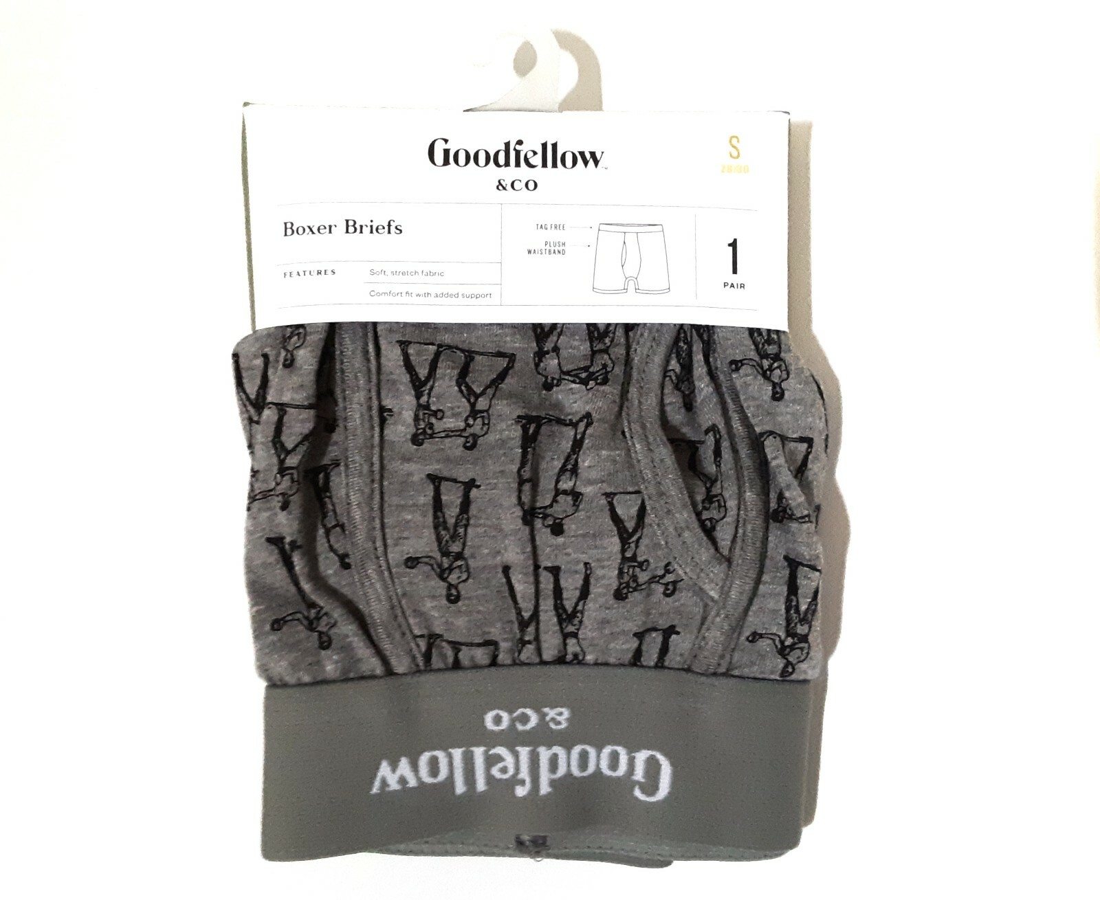 Goodfellow & Co Mens Boxer Briefs Size S XL Boxing Print Gray Soft ...