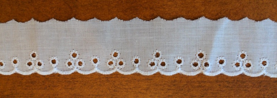 5 + Yards Eyelet Lace Trim Edging Vintage Embroidered Cotton 1-1/2 ...