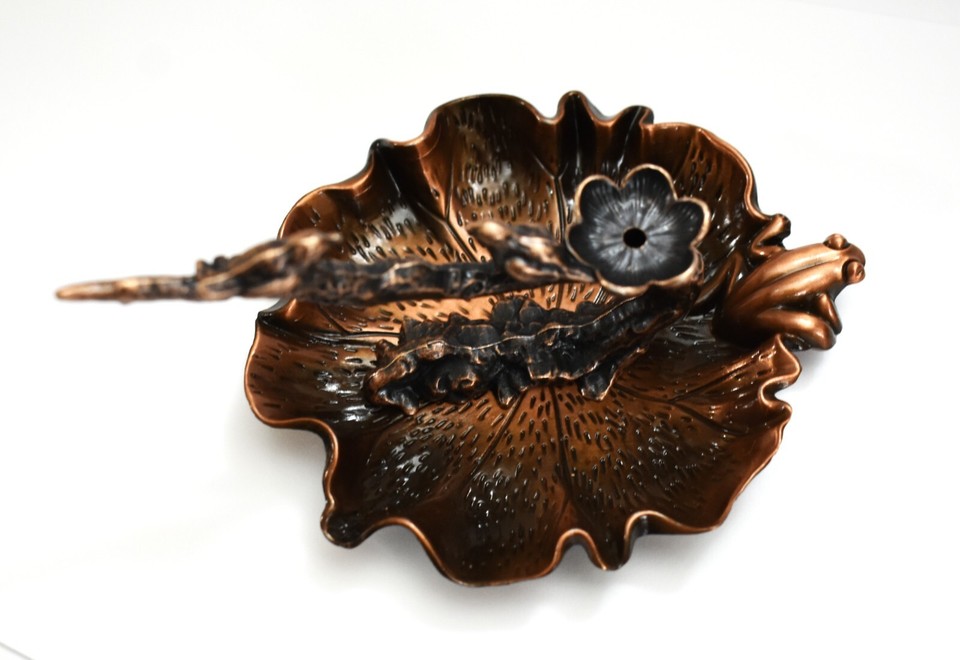 Chinese Rich Prosperous Lotus Incense Burner Censer, Tray Handmade Moon ...