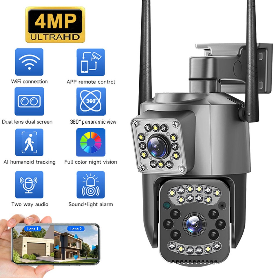 Outdoor Wireless WiFi IP Camera V380 Pro APP Control Dual Lens PTZ ...