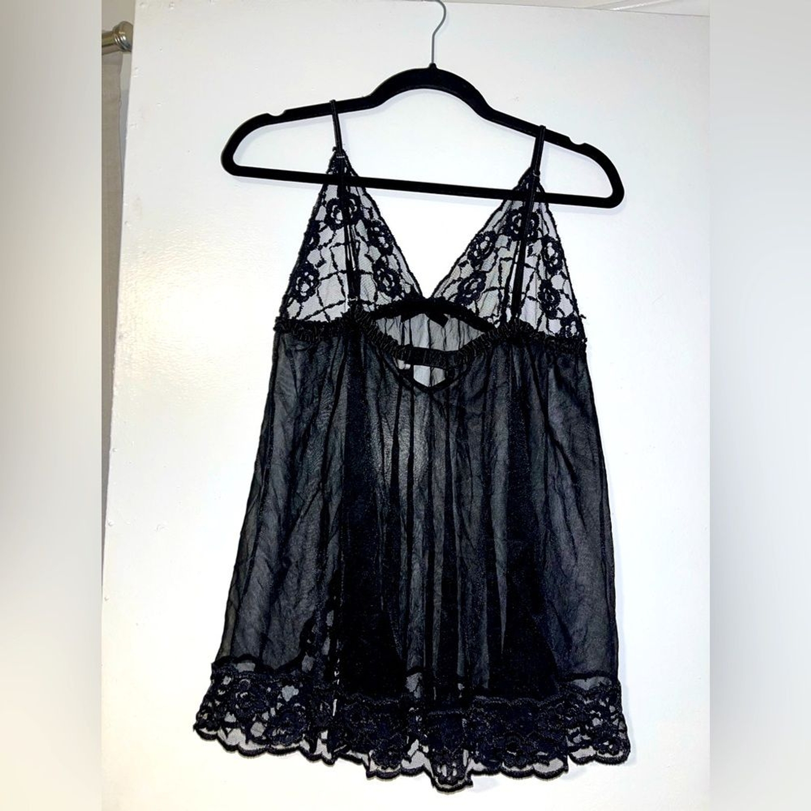 Frederick’s of Hollywood Black Sheer Babydoll Neglige… - Gem