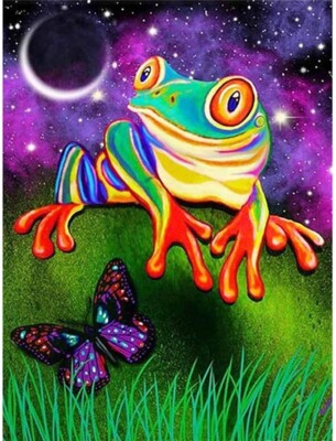 Diy celestial frog & butterfly diamond painting, 25x30 cm, full round ...