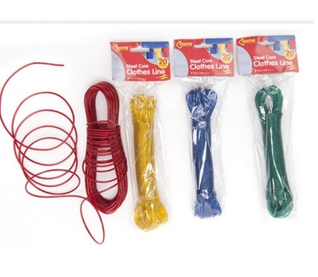 Home Connection Coloured Steel Core Plastic Coated Washing Clothes Line ...