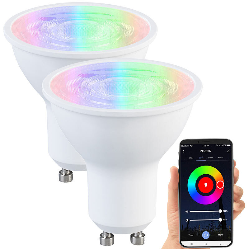 2er-Set LED-Spots GU10, RGB-CCT, 4,8 W (ersetzt 35 W), für ZigBee | eBay.de