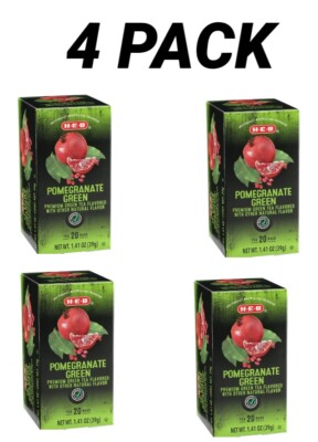 4 HEB SELECT Pomegranate Green Tea (4 BOXES/20 Tea Bags Per Box) New | eBay