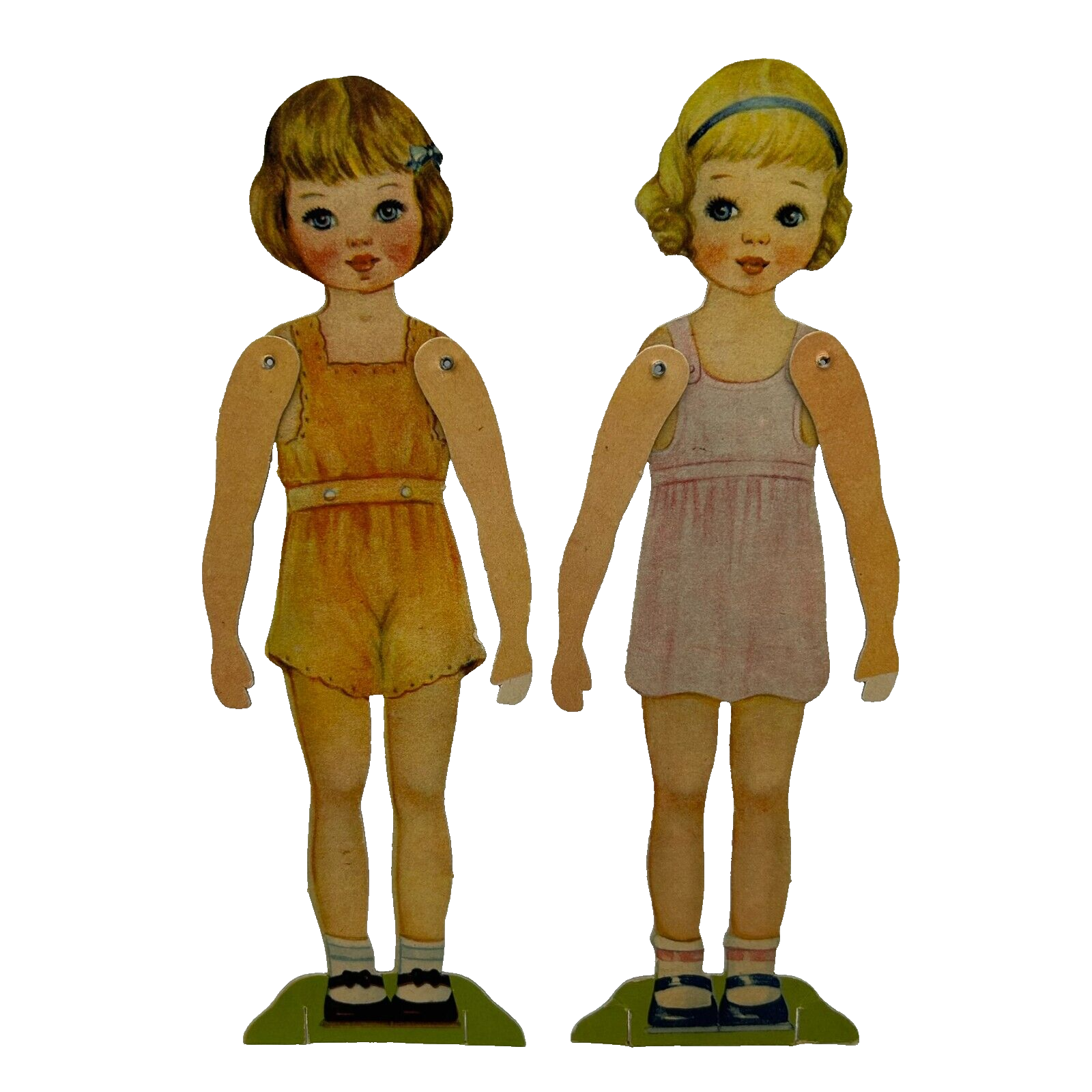 Paper Dolls Cardboard 10" Moveable Arms Slit Cut Dress Paper & Fabric ...