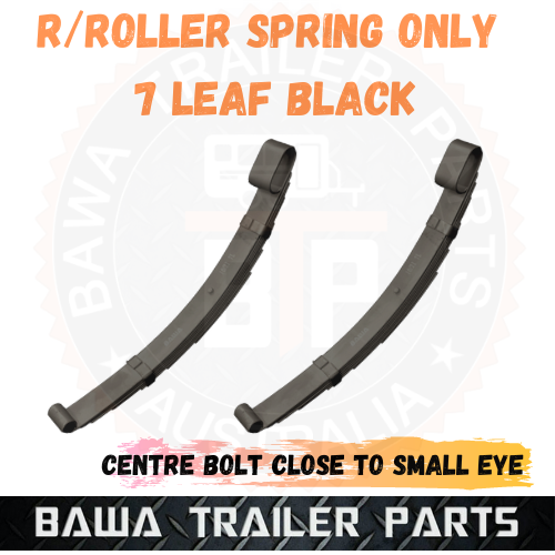 2 x 7 Leaf Rocker Springs 60mm Black Trailer Centre Bolt close to Small ...