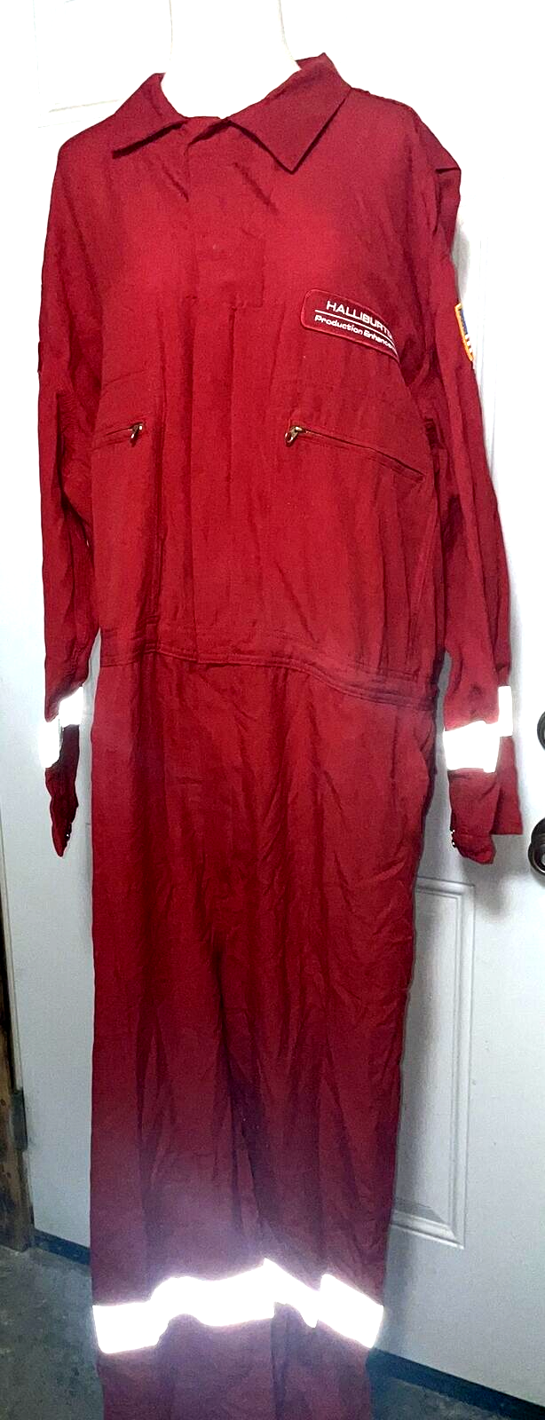 WENAAS ANTIFLAME COVERALLS Red Workwear Flame Fire Halliburton Patch ...