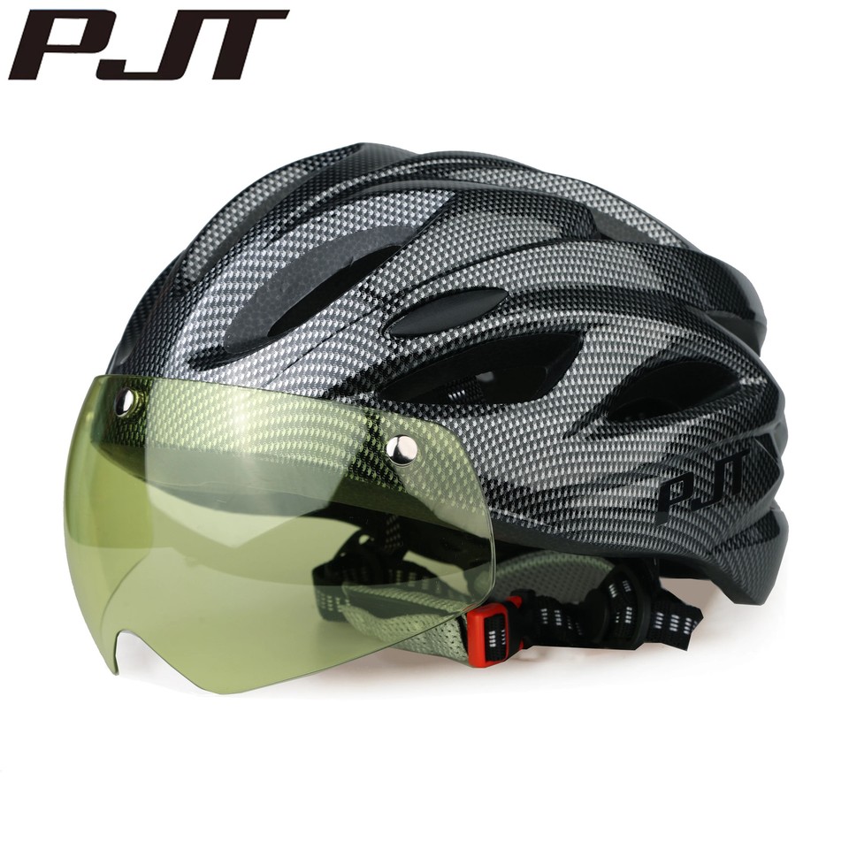 PJT Lightweight Cycling Helmet Magnetic Goggles Lens Adult Bike Helmet ...