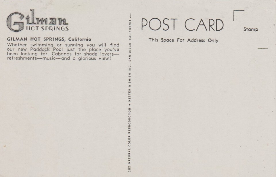 GILMAN HOT SPRINGS - GILMAN HOT SPRINGS, CALIFORNIA EARLY POST CARD | eBay