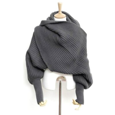 European Style Winter Women Long Scarf with Sleeves Wool Knitted ...