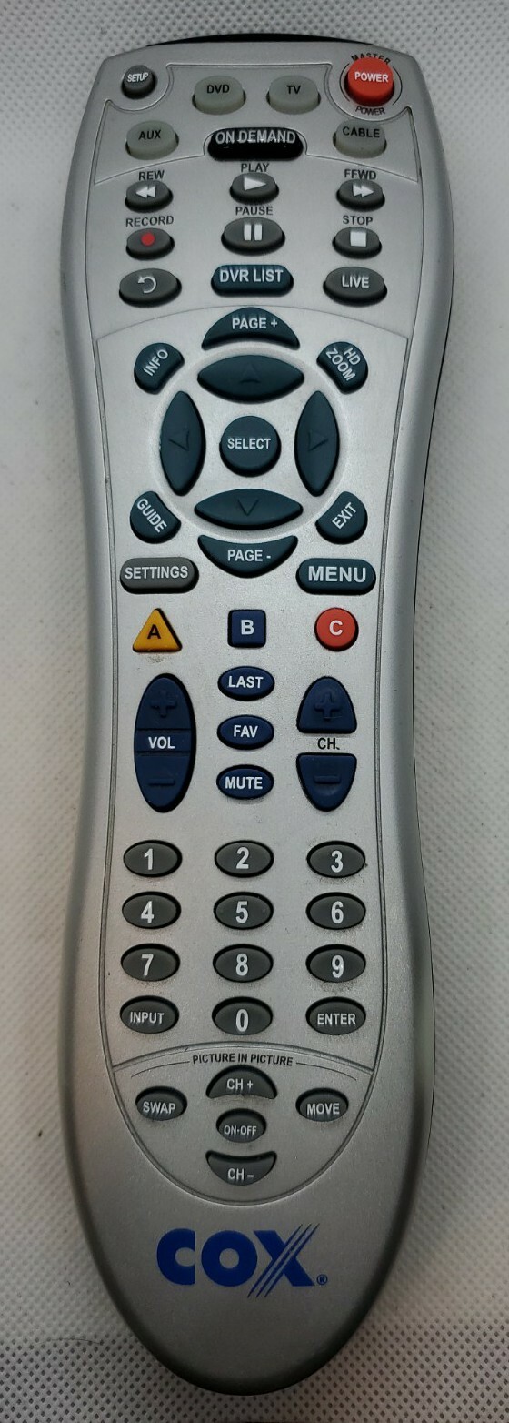Genuine COX Cable Box TV DVR Remote Control RC1675604/03 URC 7820BBP1 ...