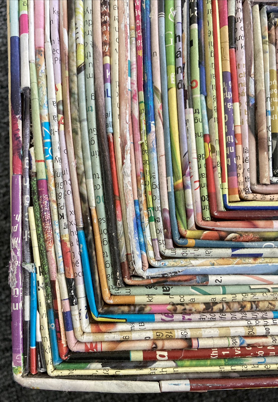 Vintage Rolled Magazine Box Chic Folk Art Shabby MCM Decor Abstract | eBay