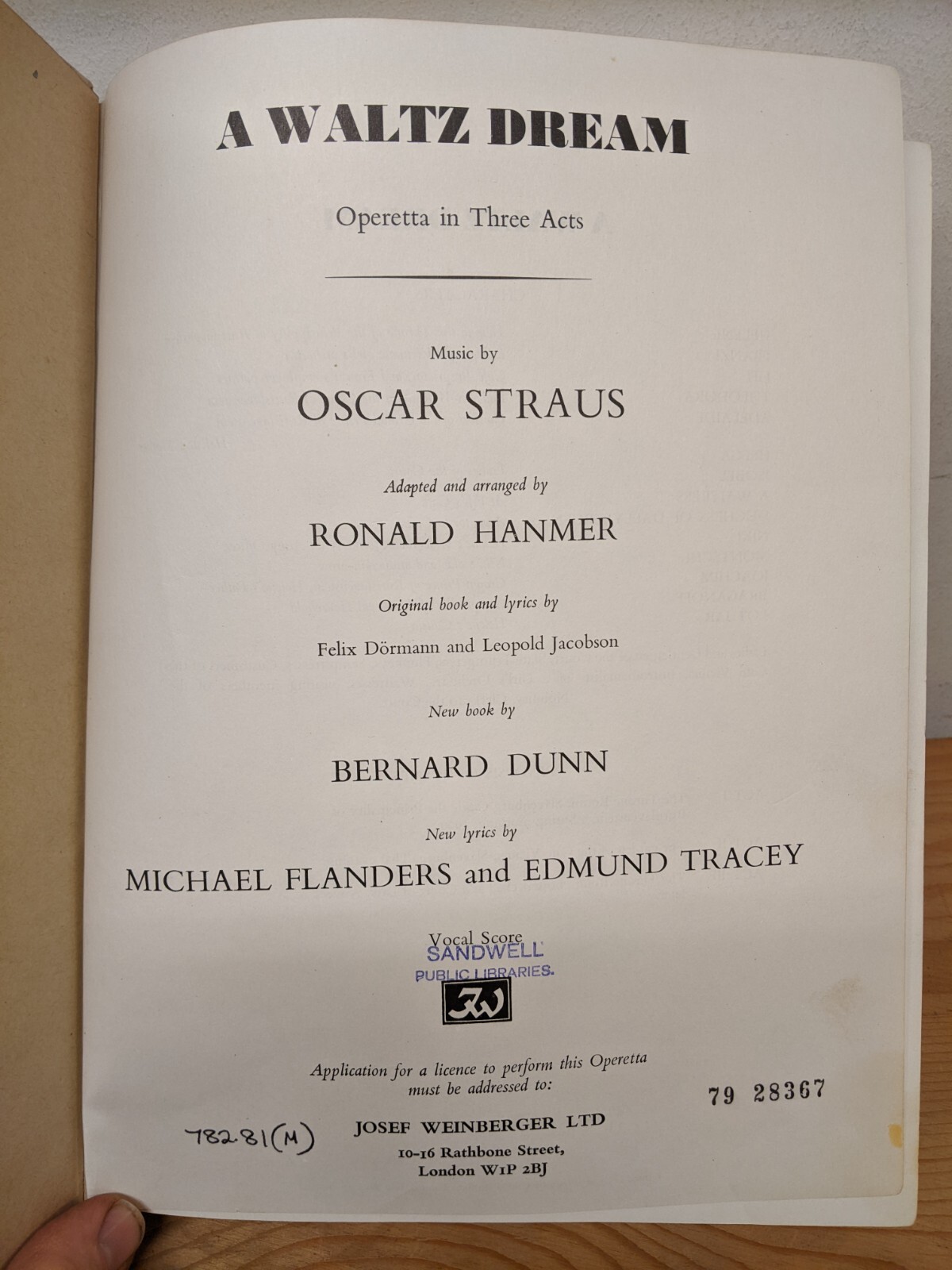 Oscar Straus: A Waltz Dream: Vocal Music Score: Adapted by Ronald ...