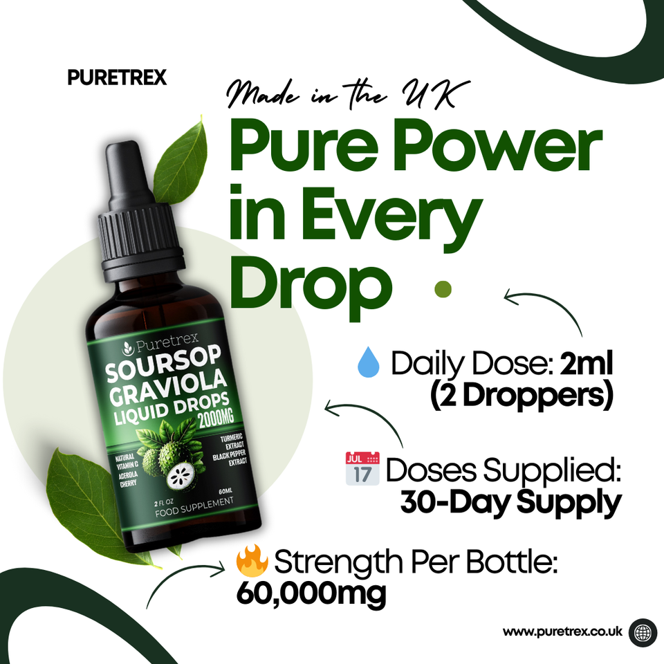100% Pure Graviola Soursop Liquid Drops 2000mg Fruit & Leaf Herbal ...