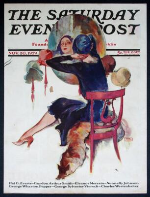 1929 Saturday Evening Post Cover ONLY by JOHN LA GATTA Woman Primping ...
