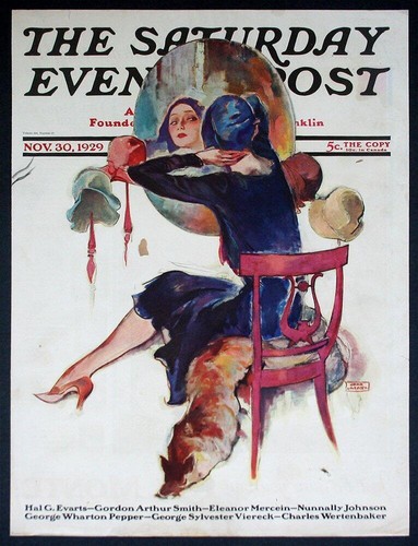 1929 Saturday Evening Post Cover ONLY by JOHN LA GATTA Woman Primping ...