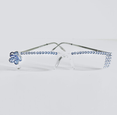 BLUE OR PINK CRYSTAL READING GLASSES FLOWER READERS MADE WITH SWAROVSKI ...