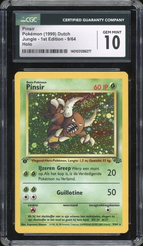 2000 Pokemon DUTCH 1st Edition Jungle Pinsir Holo 9/64 CGC 10 GEM MINT ...