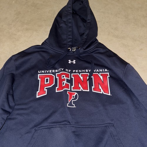 Under Armour Penn Quakers weater Men Large Blue Pullover Hoodie ...