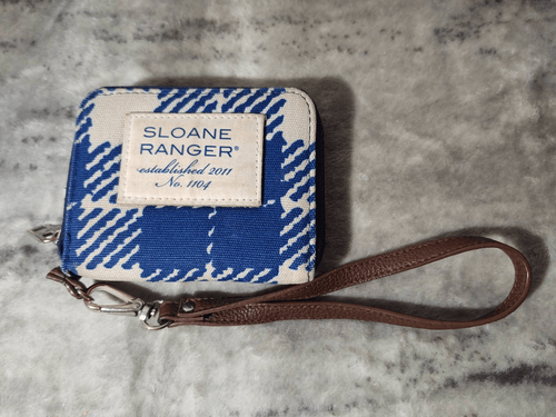 Cute Sloane Ranger Blue White Plaid Cotton Wristlet Wallet Small ID ...