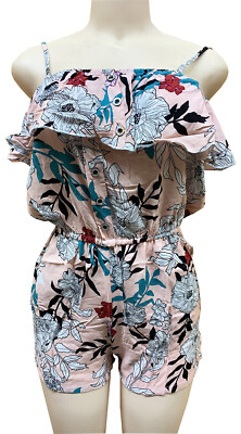 Women Jumpsuit Romper Holiday Summer Sundress Pink Base Floral W ...